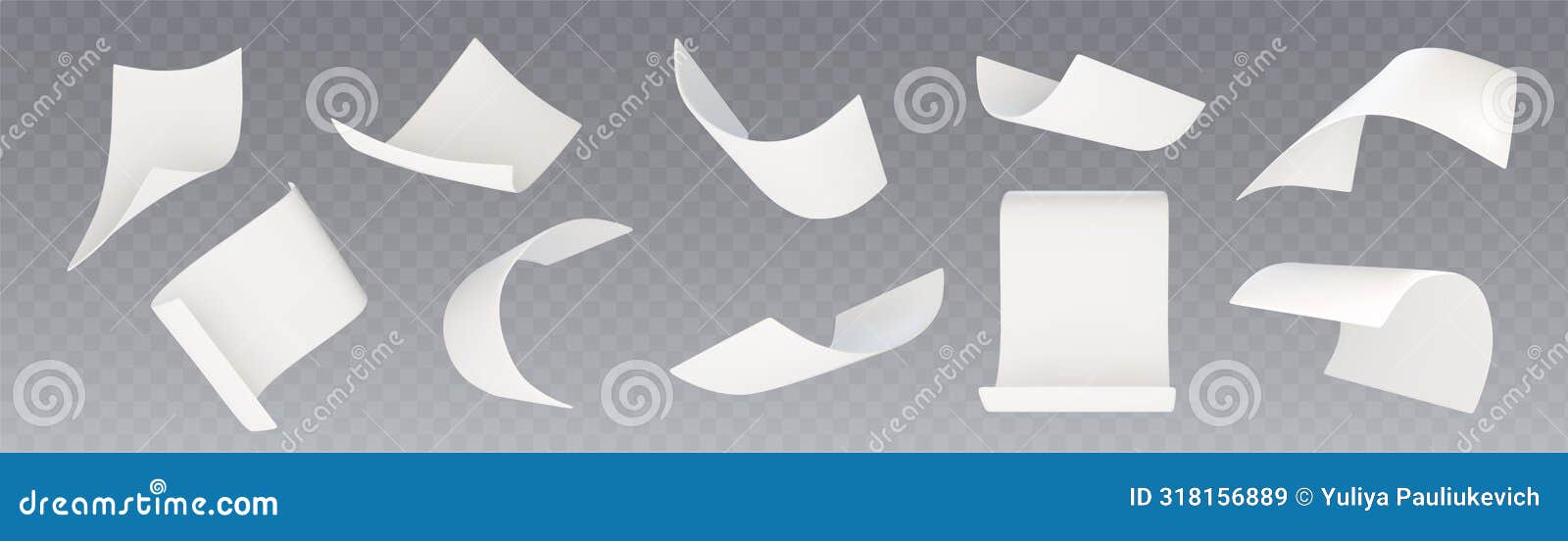 Flying Paper Sheet in Different Angles of View. Stock Vector ...