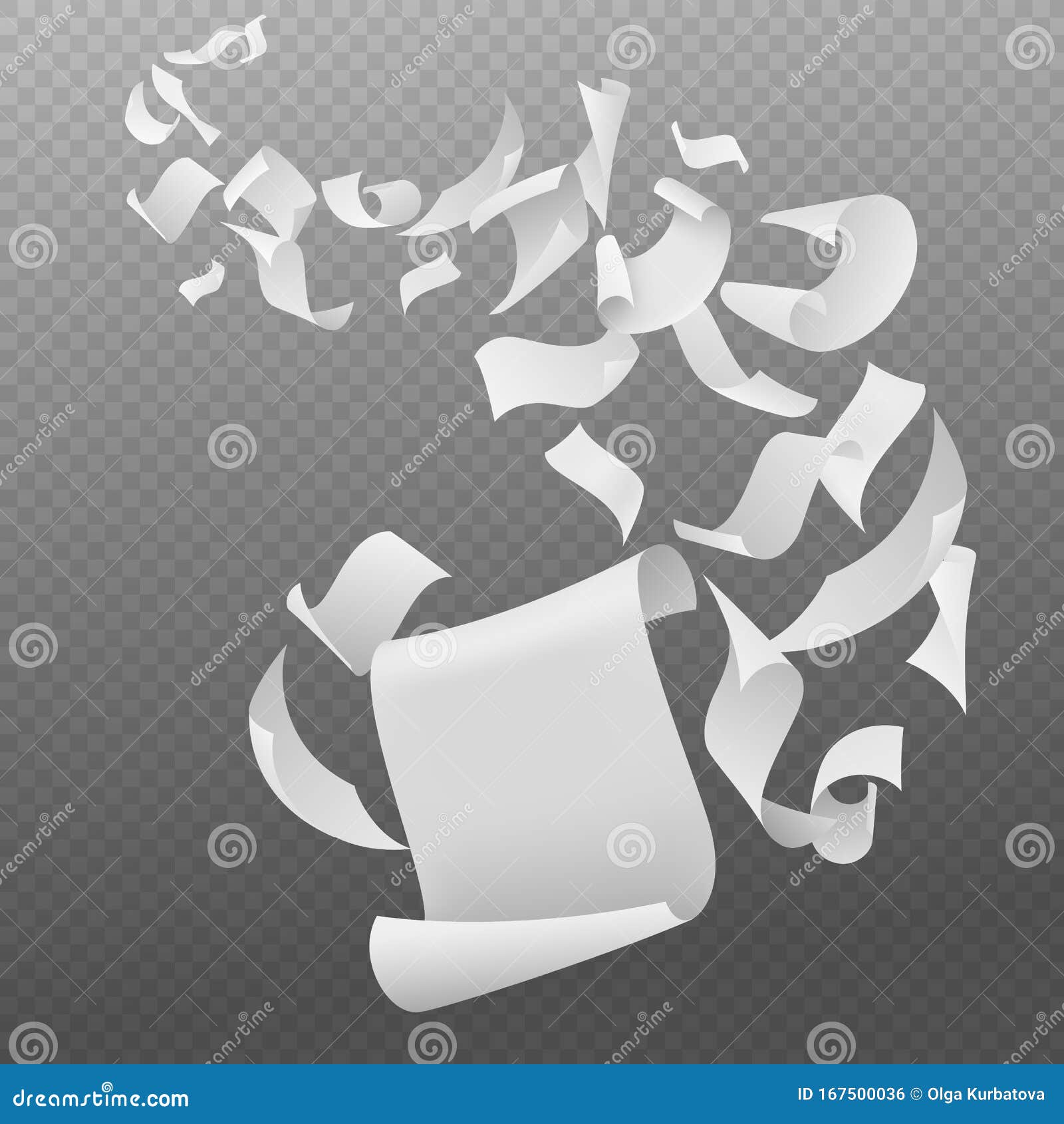 Flying Papers Group. Chaotic Falling And Flying Empty White Paper ...