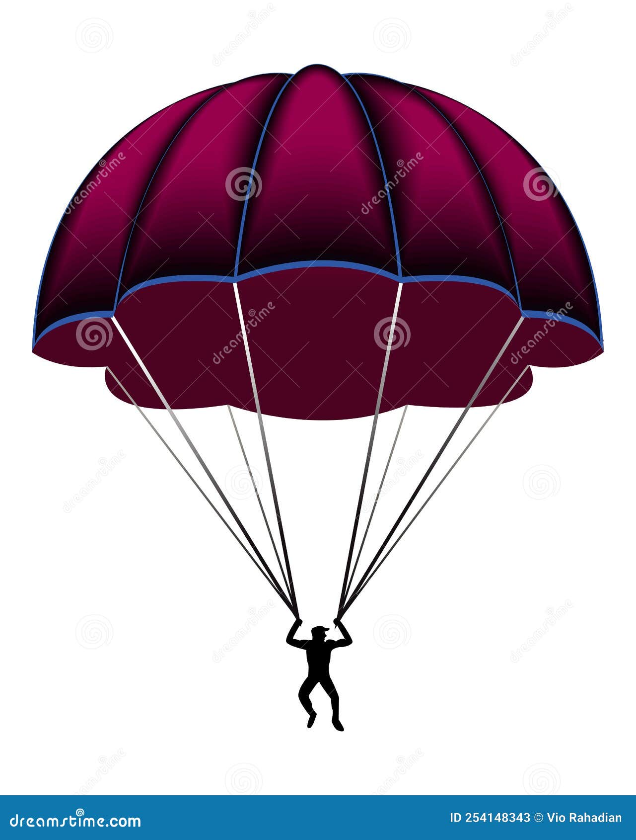 Flying Parachute Isolated on White Background. Parachute Jumping ...