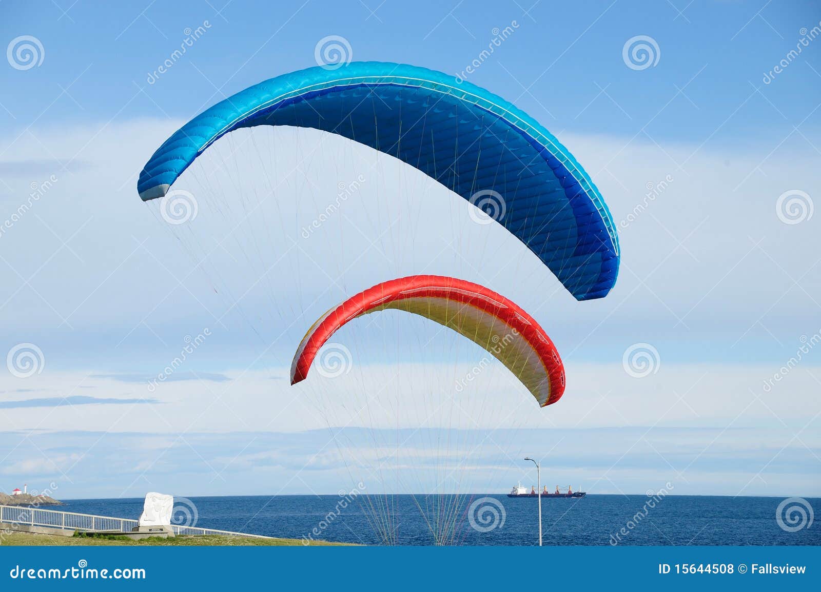 Flying Parachute in the Sky Stock Photo - Image of blue, enjoying: 15644508