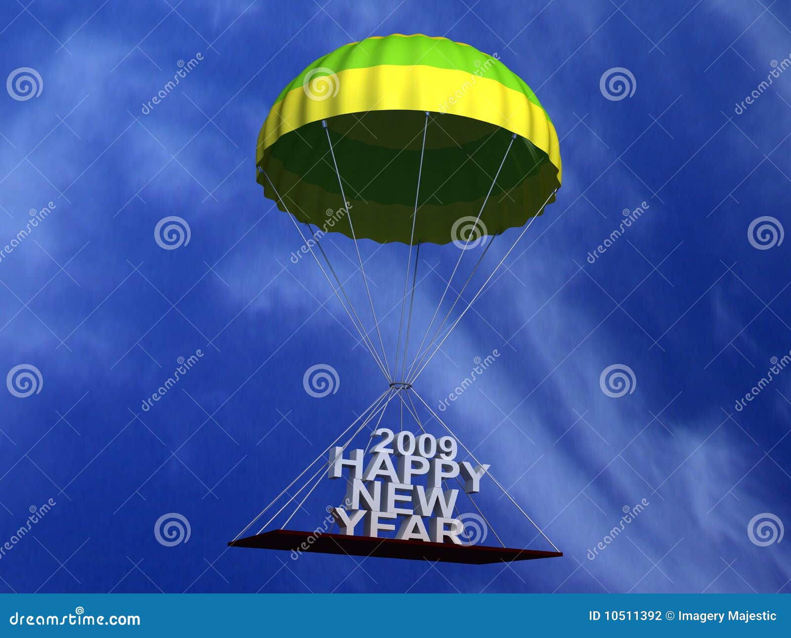 Flying parachute with text stock illustration. Illustration of winter ...