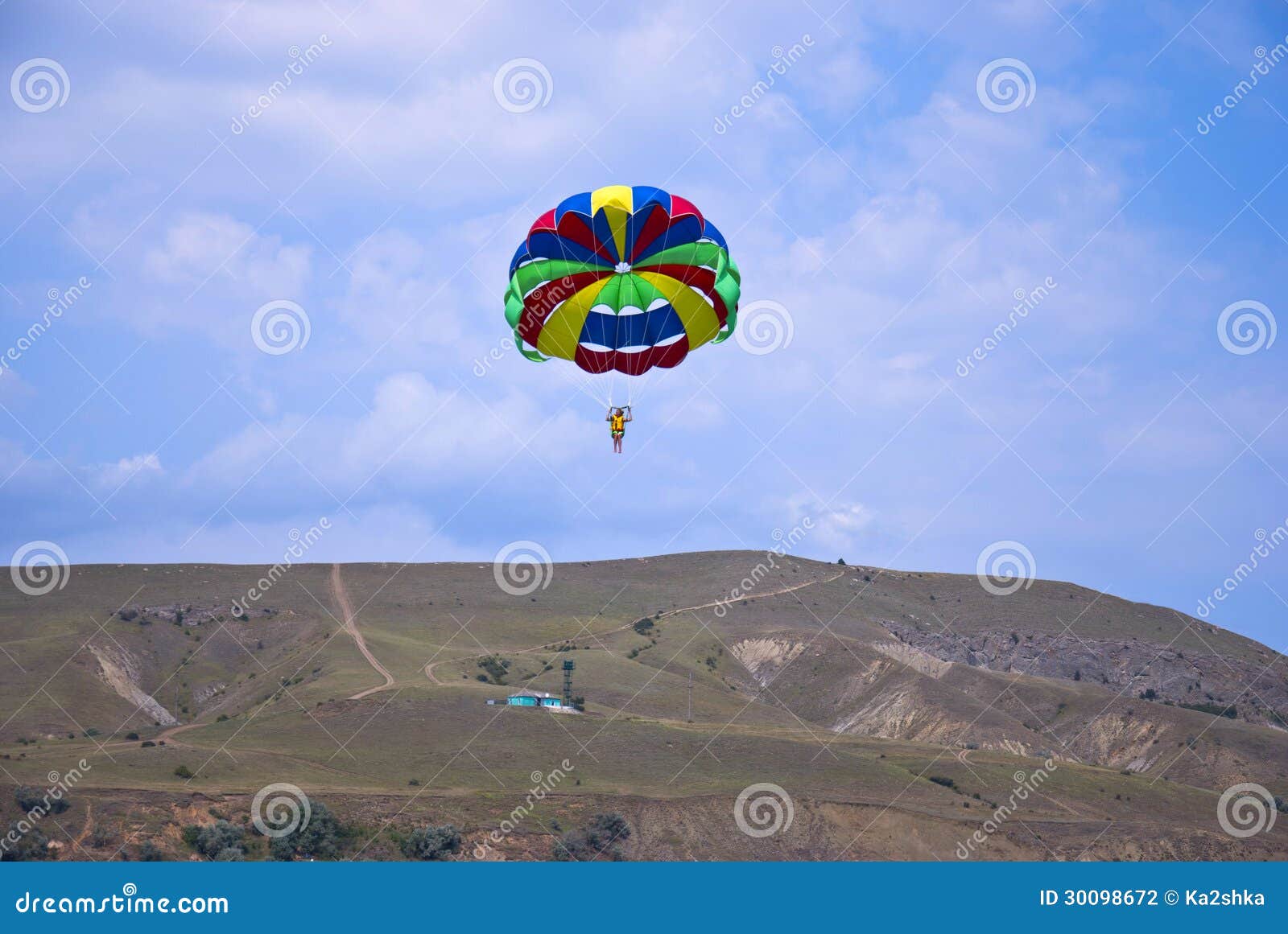 Flying Paraglider in the Mountain Stock Photo - Image of glider ...