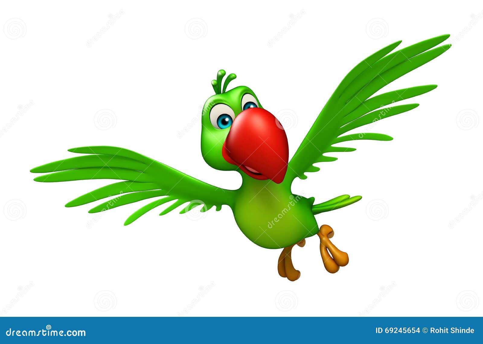 Flying Parrot Cartoon Character Stock Illustration - Illustration of ...