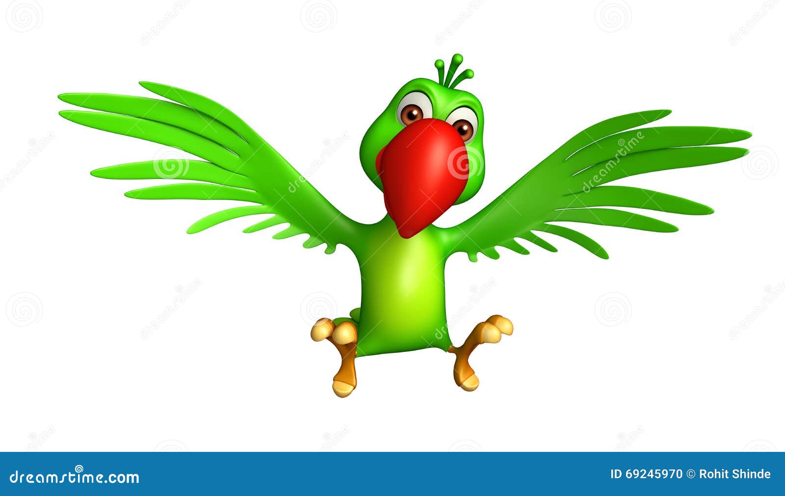 Flying Parrot Cartoon Character Stock Illustration - Illustration of ...