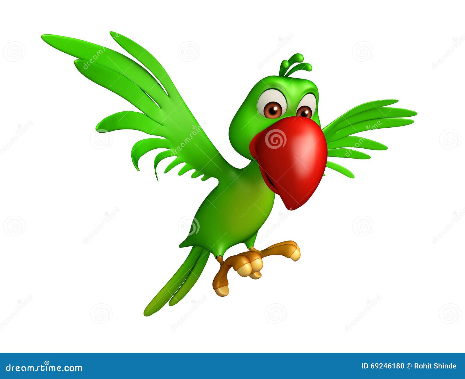 Flying Parrot Cartoon Character Stock Illustration - Illustration of ...