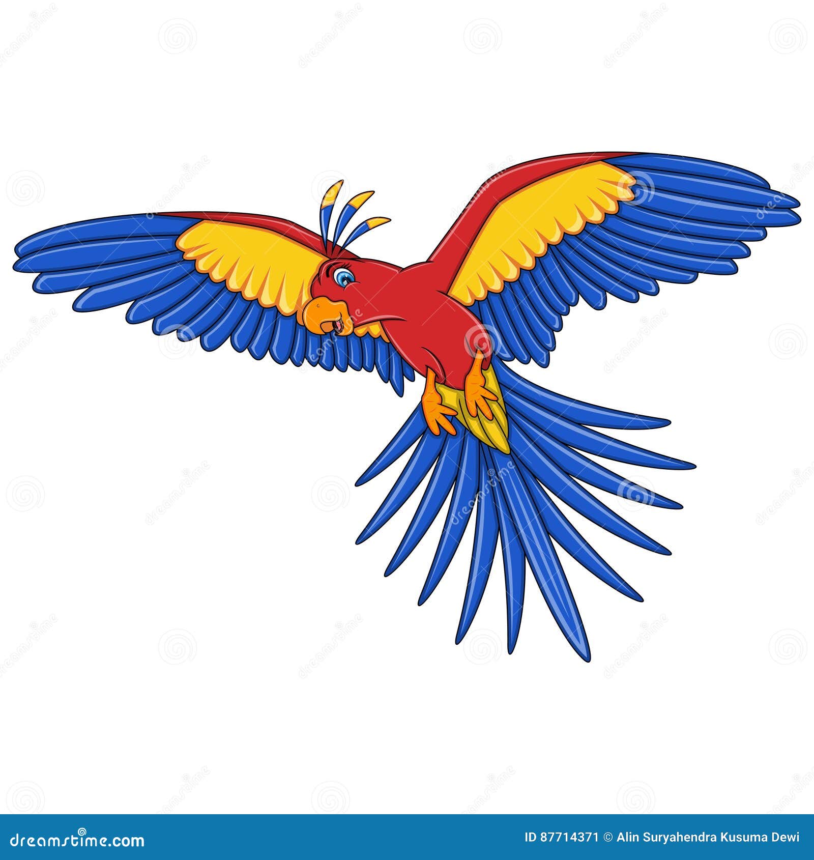 Flying Parrot cartoon stock vector. Illustration of isolated - 87714371