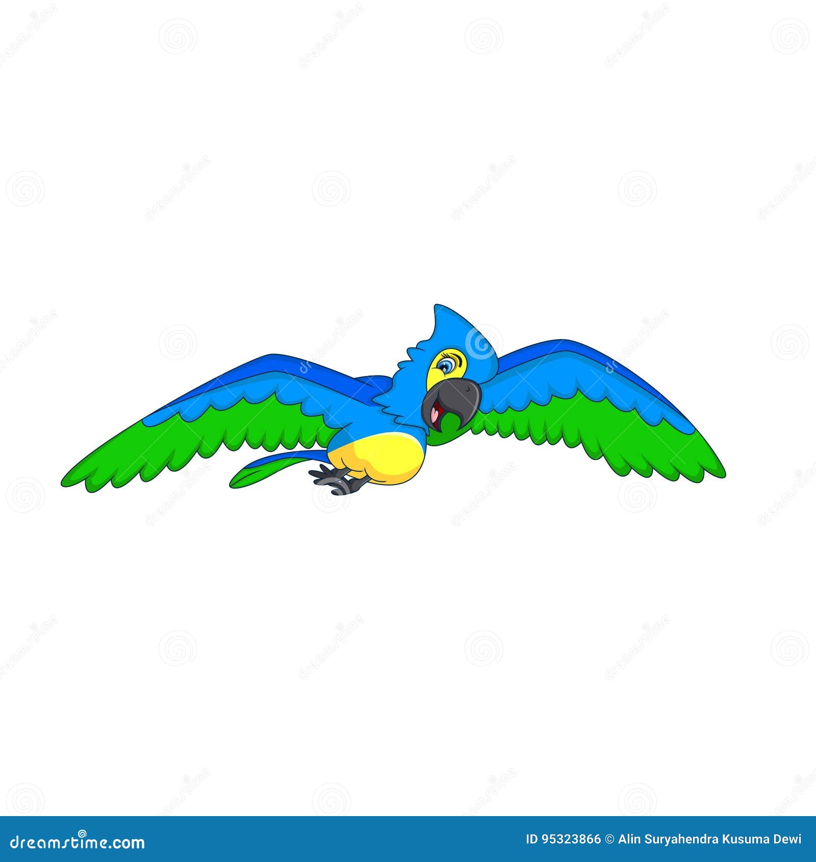 Flying Parrot Cartoon stock vector. Illustration of character - 95323866