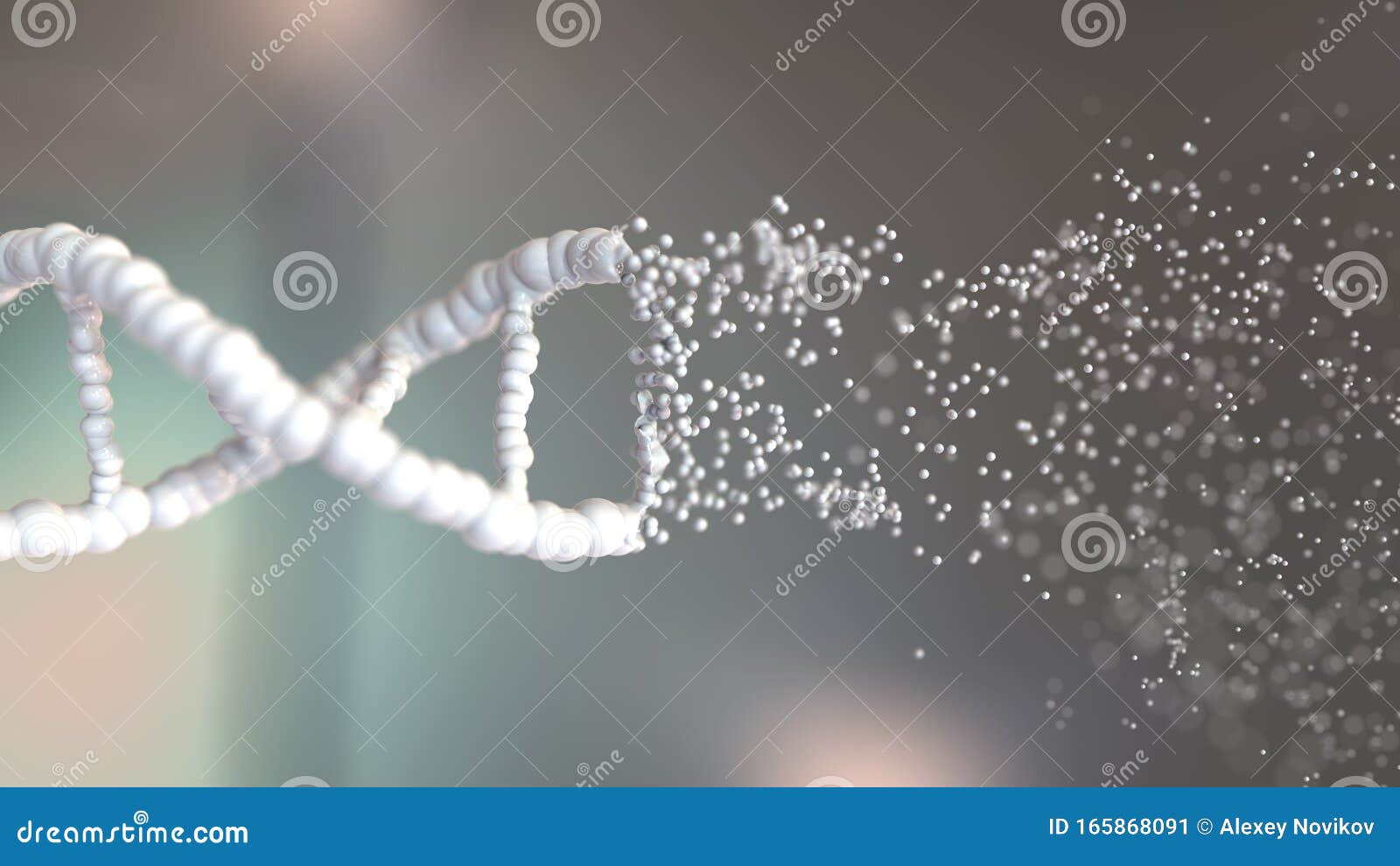 Flying Particles Form DNA Molecule. Conceptual 3D Rendering Stock ...