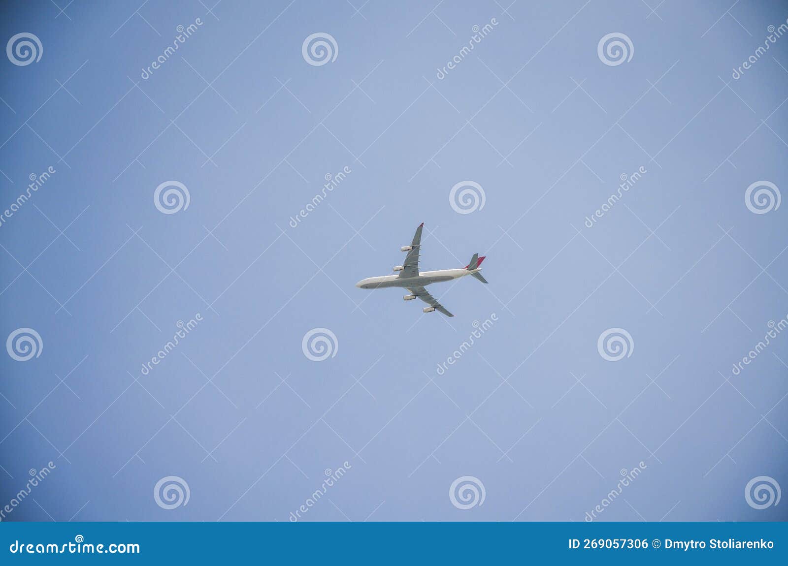 Flying Passenger Plane in Blue Sky Stock Photo - Image of airport ...