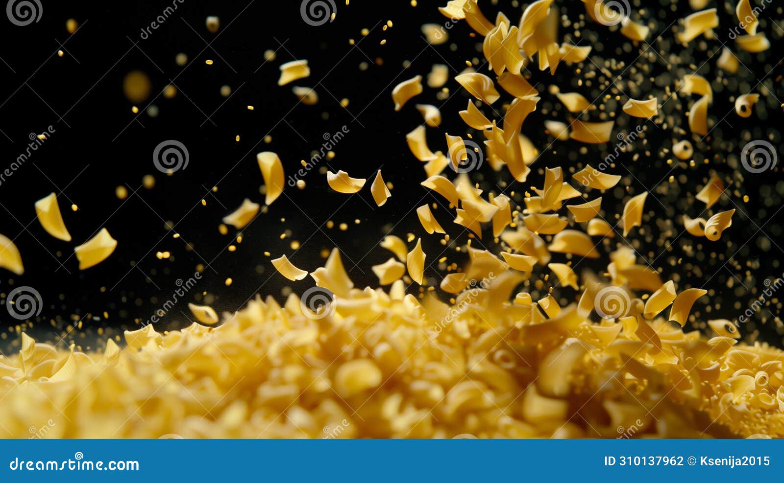 Flying Pasta Isolated on Black Background Stock Illustration ...