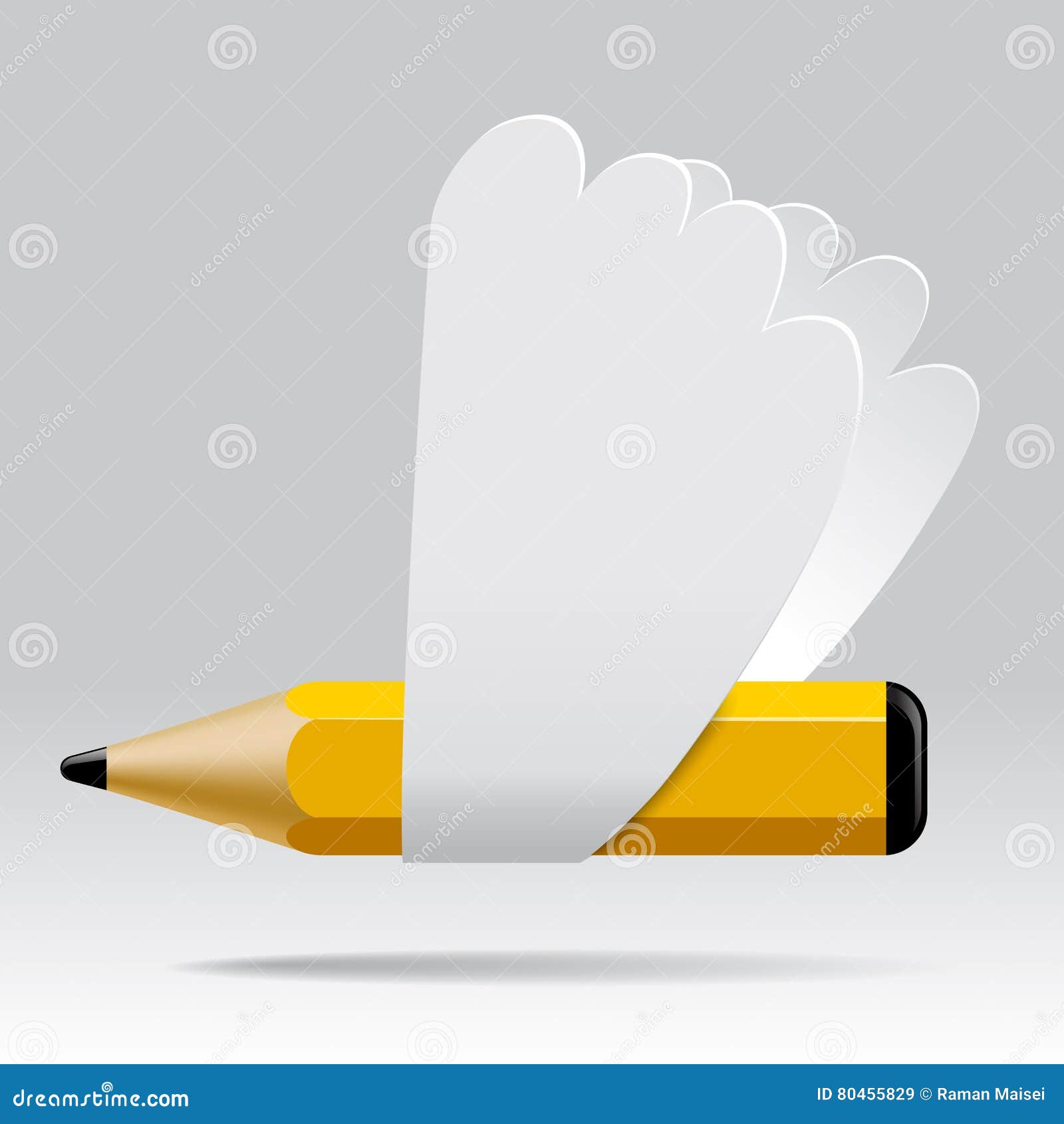 Flying Pencil with Paper Wings Stock Vector - Illustration of wings ...