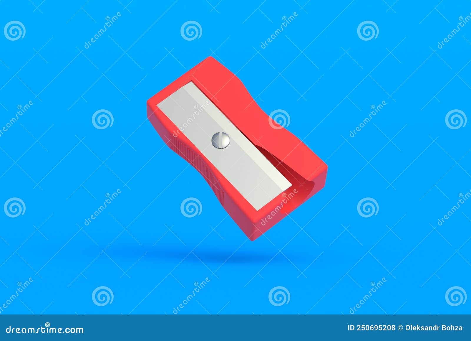 Flying Pencil Sharpener on Blue Background. Stationery Accessories ...