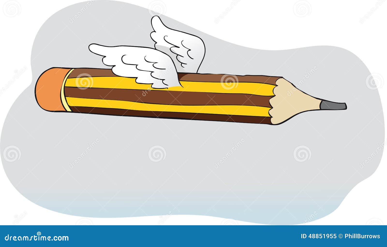 Flying pencil stock vector. Illustration of pencil, symbol - 48851955