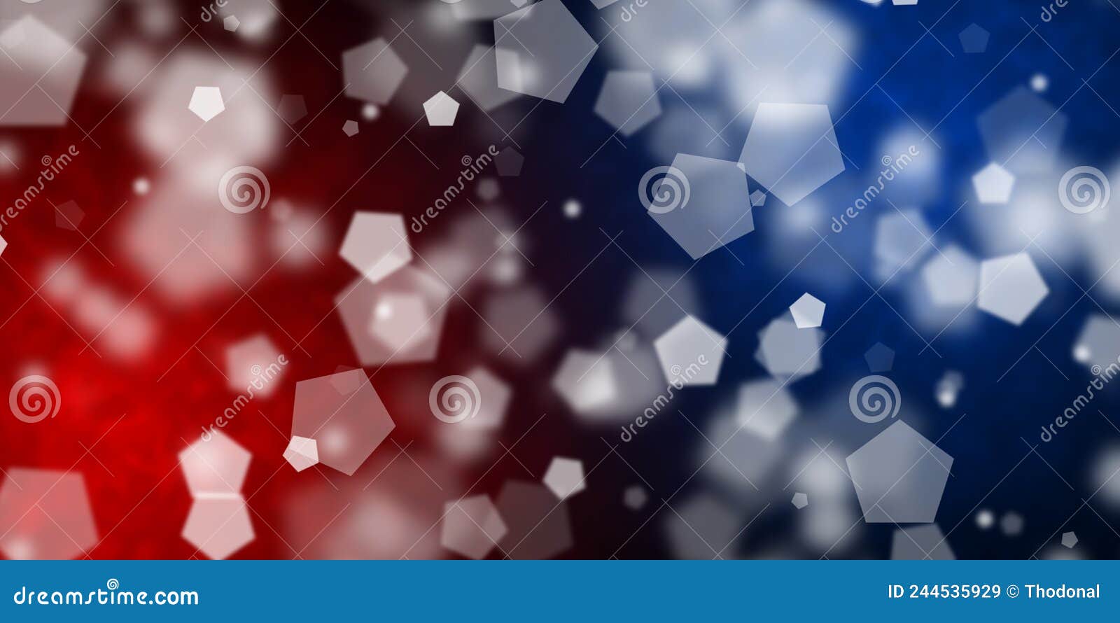 Abstract Red and Blue Background with Flying Pentagonal Shapes Stock ...