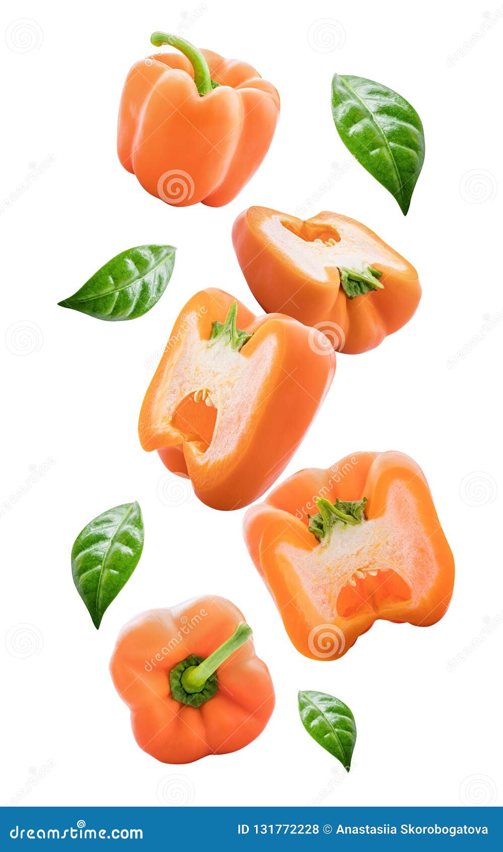 Flying Peppers Isolated on White Background Stock Photo - Image of ...