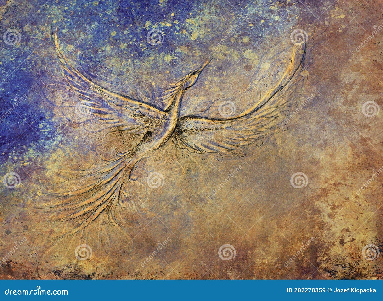 Flying Phoenix Bird As Symbol of Rebirth and New Beginning. Stock ...