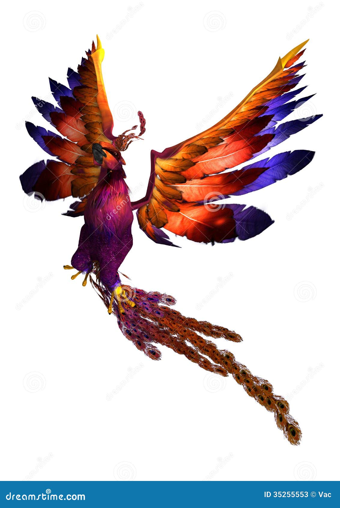 Flying Phoenix stock illustration. Illustration of flame - 35255553