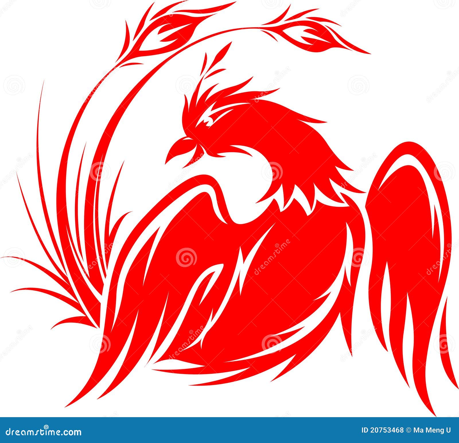 Flying phoenix in red stock vector. Illustration of bird - 20753468
