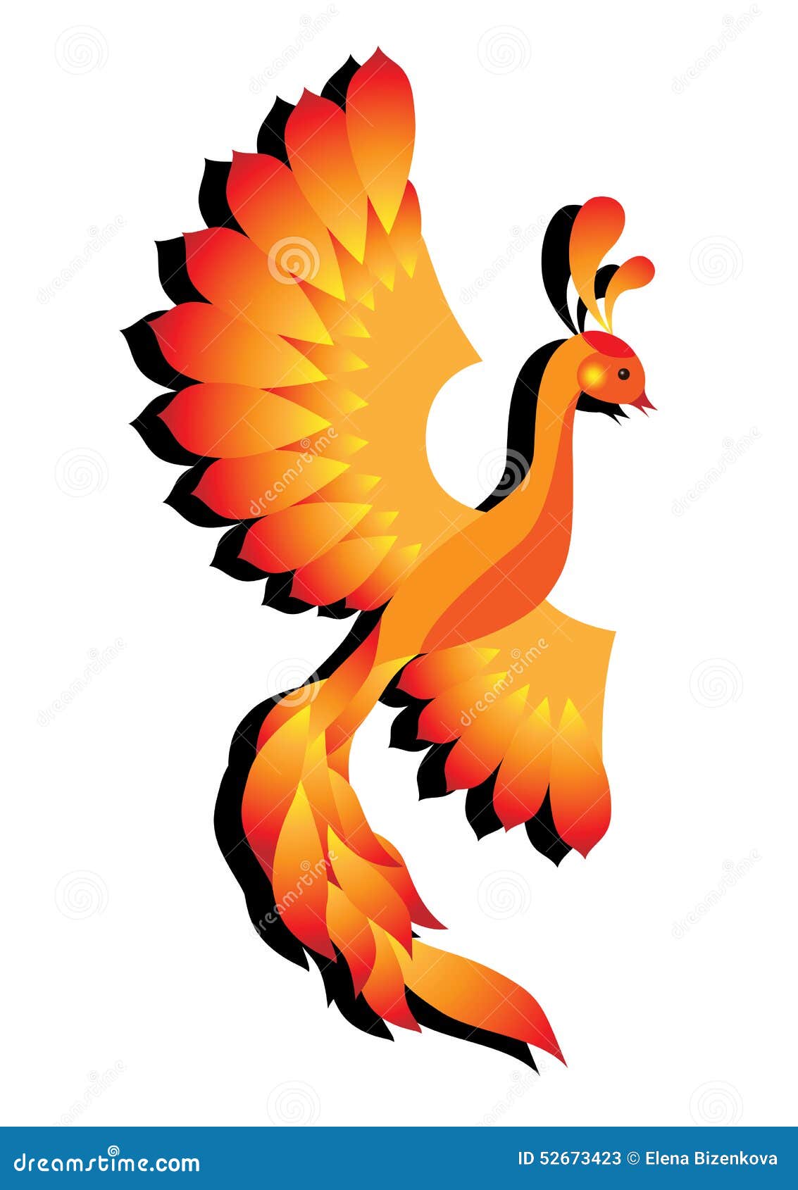 Flying phoenix stock vector. Illustration of color, feather - 52673423