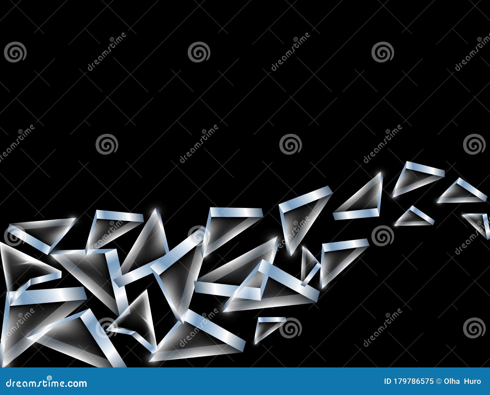Flying Pieces of Glass or Ice on a Black Background. Vector Abstract ...