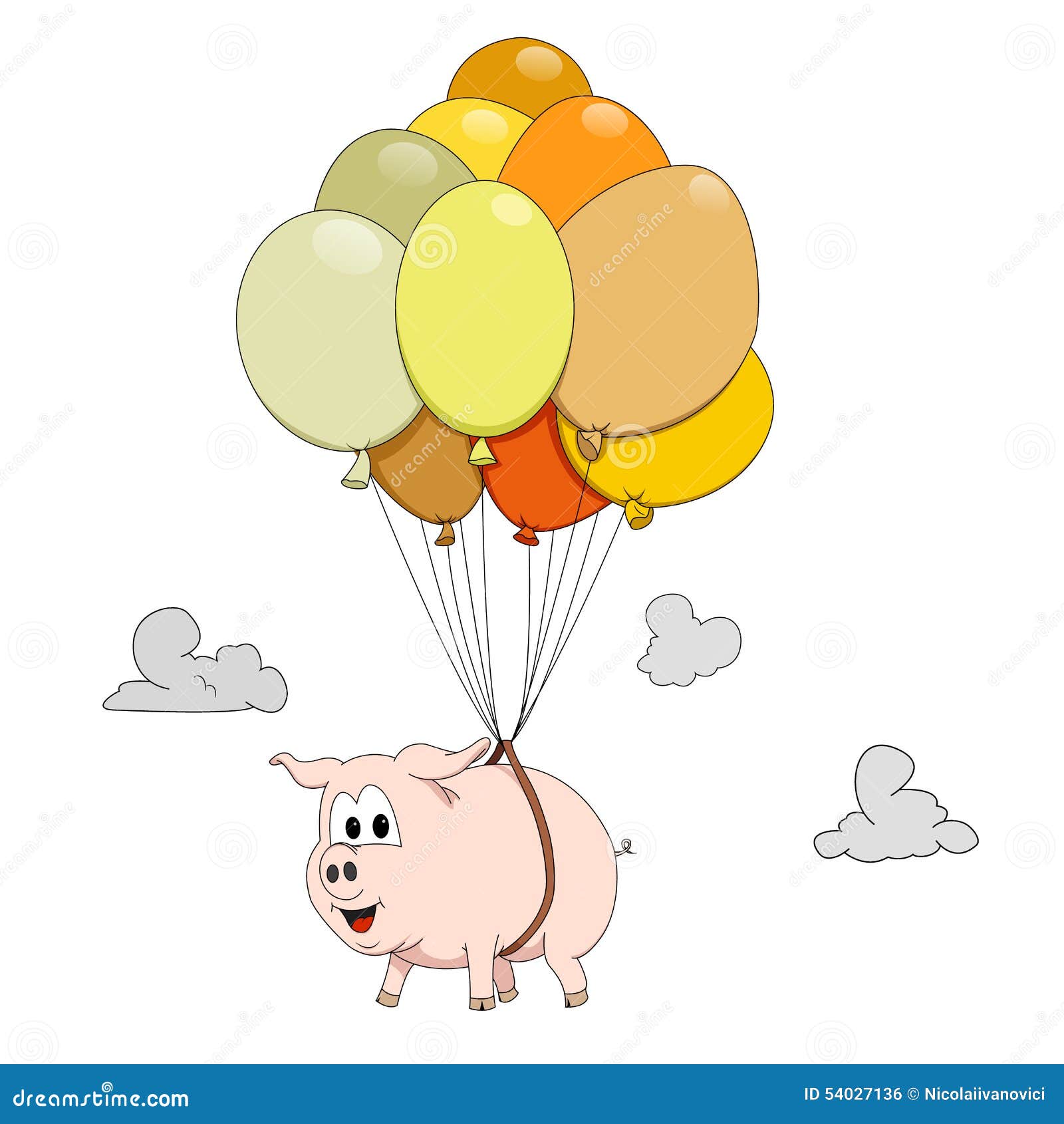 Flying pig stock vector. Illustration of isolated, mouth - 54027136