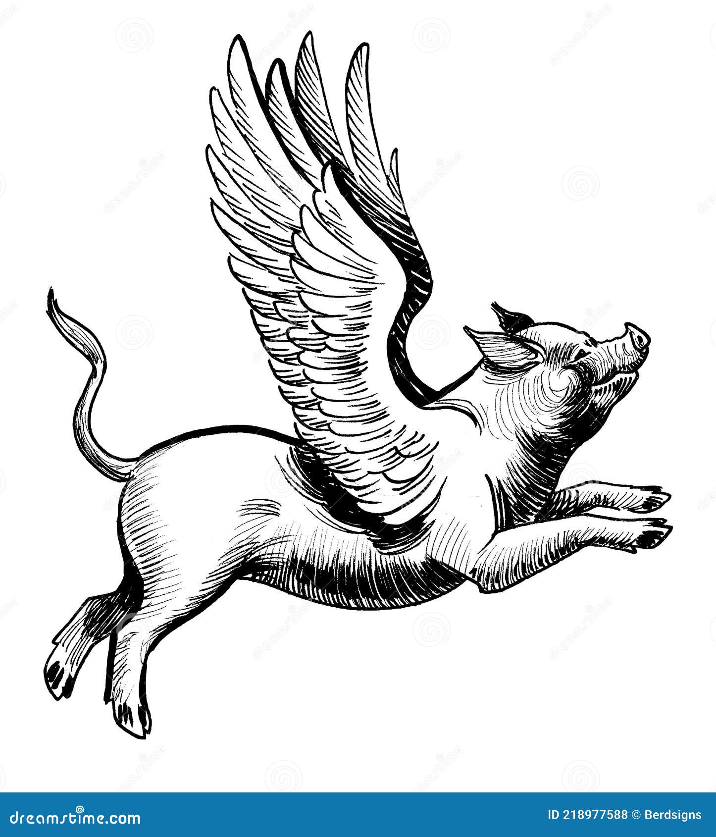 Flying pig stock illustration. Illustration of swine - 218977588