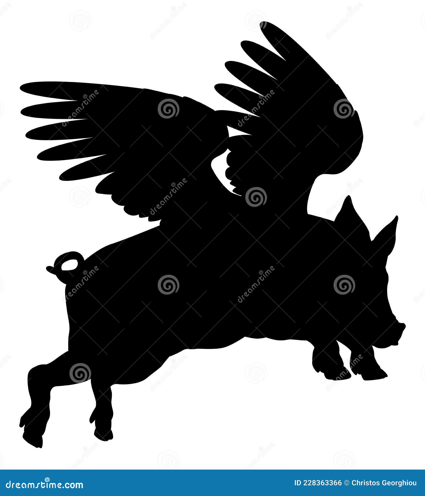 Flying Pig Wings Silhouette Saying Pigs Might Fly Stock Vector ...