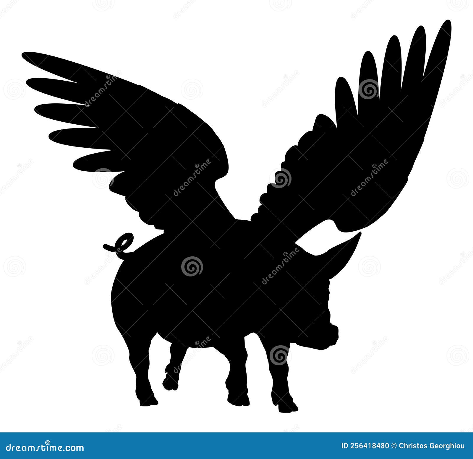 Flying Pig Wings Silhouette Saying Pigs Might Fly Stock Vector ...