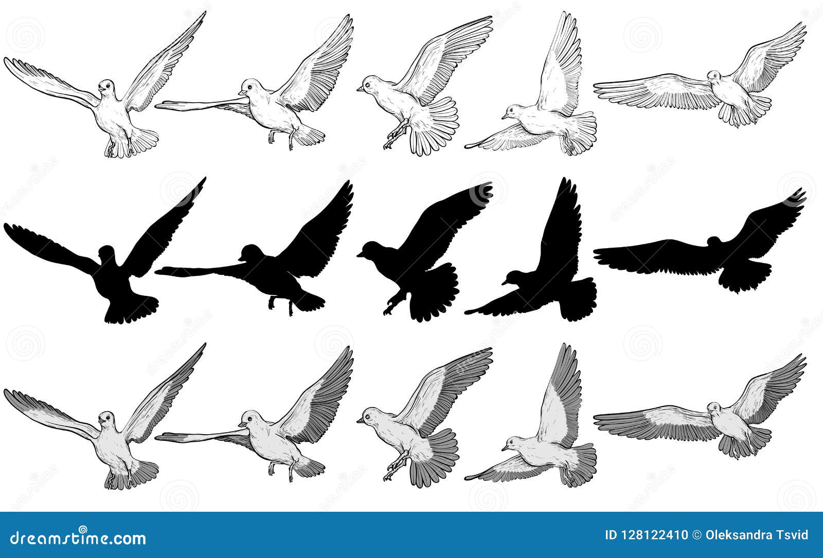 Flying Pigeons Silhouette. Symbol Of Peace. Ready Logo Vector ...