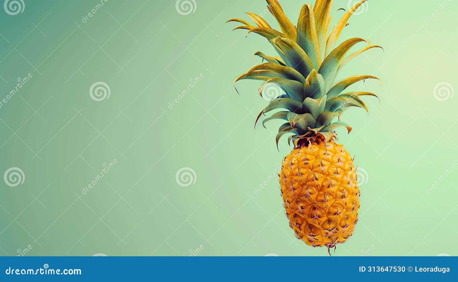Flying Pineapple on Light Blue Background Stock Illustration ...