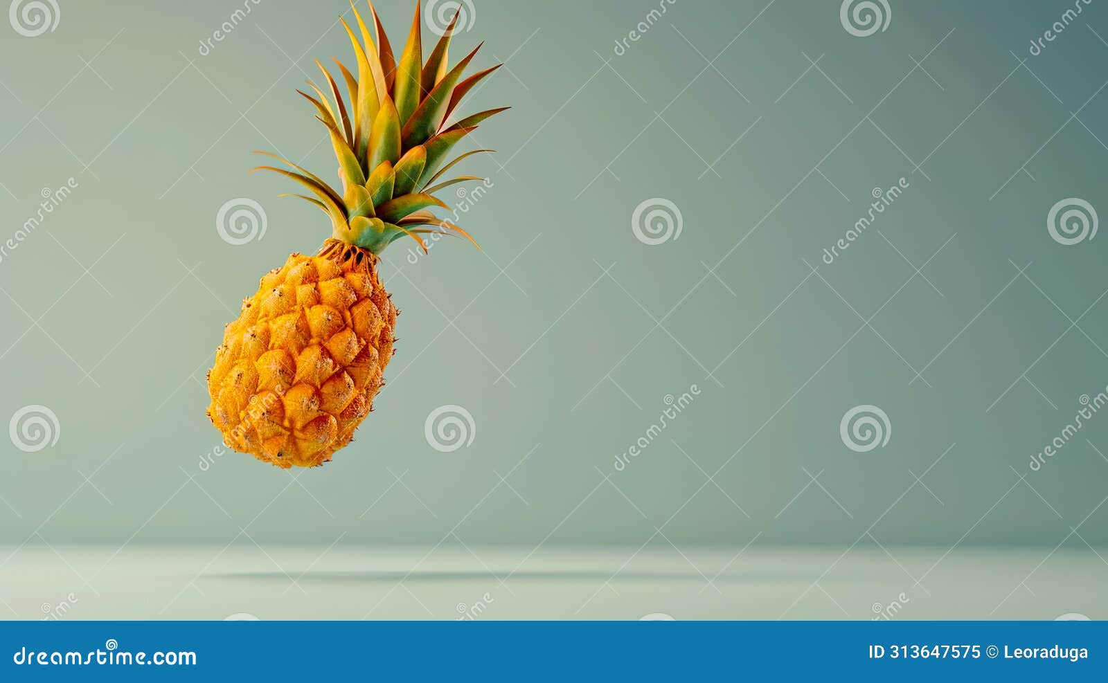 Flying Pineapple on Light Blue Background Stock Illustration ...
