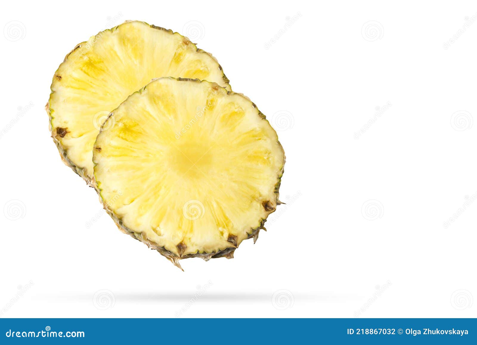 Flying Pineapple Slices. Levitation of Fruit on a White Background ...