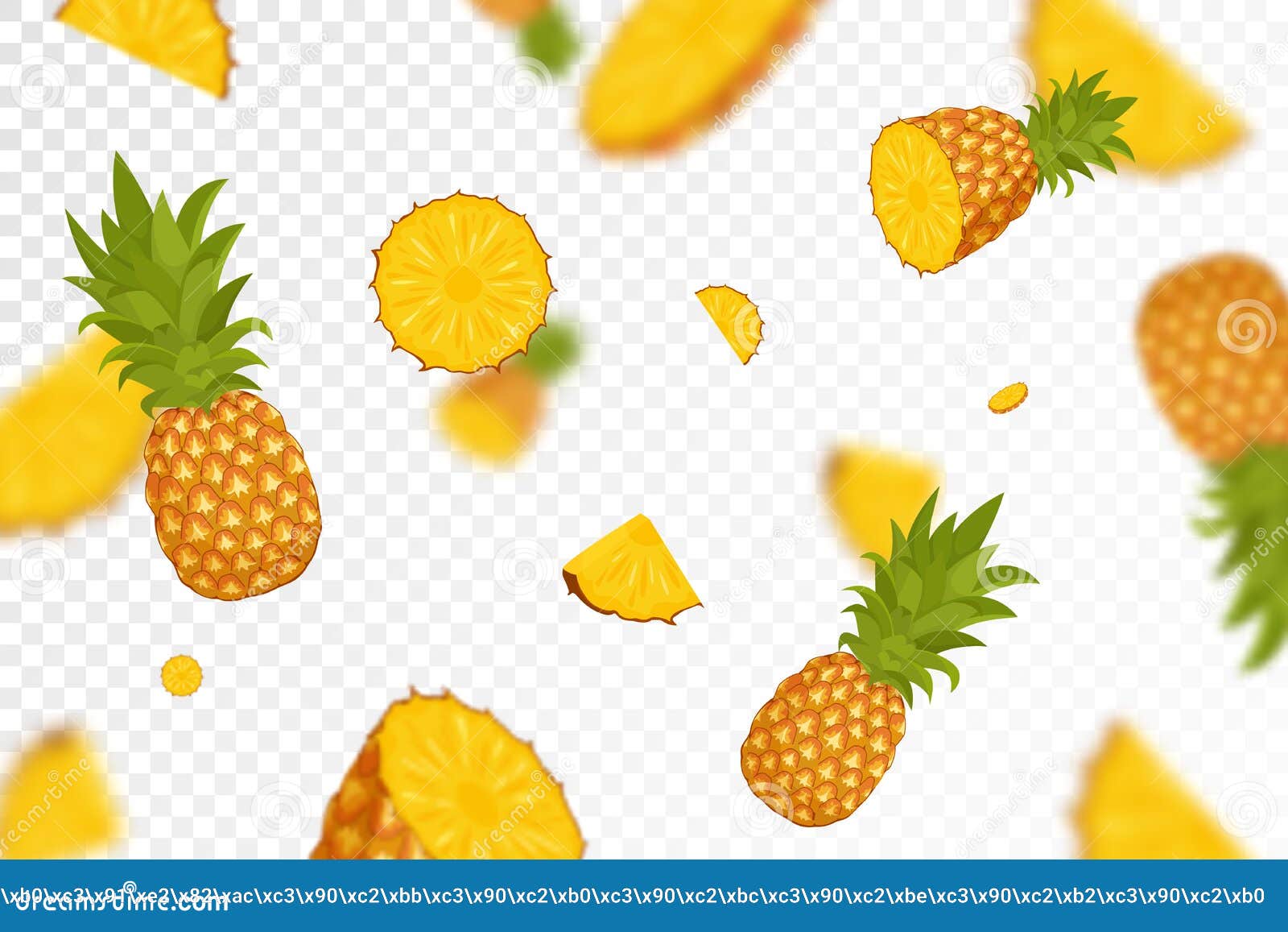 Flying Pineapples, Seamless Pattern Background with a Whole and Sliced ...