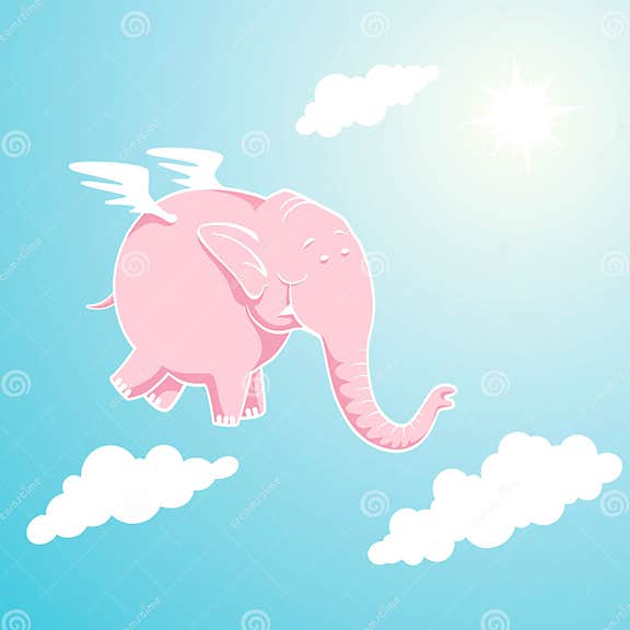 Flying pink elephant stock vector. Illustration of male - 19888650