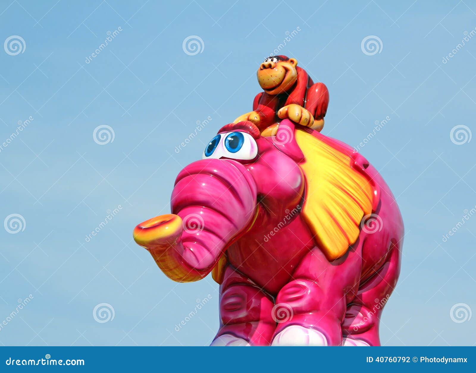 Flying Pink Elephant Fairground Ride Stock Photo - Image of eyes ...