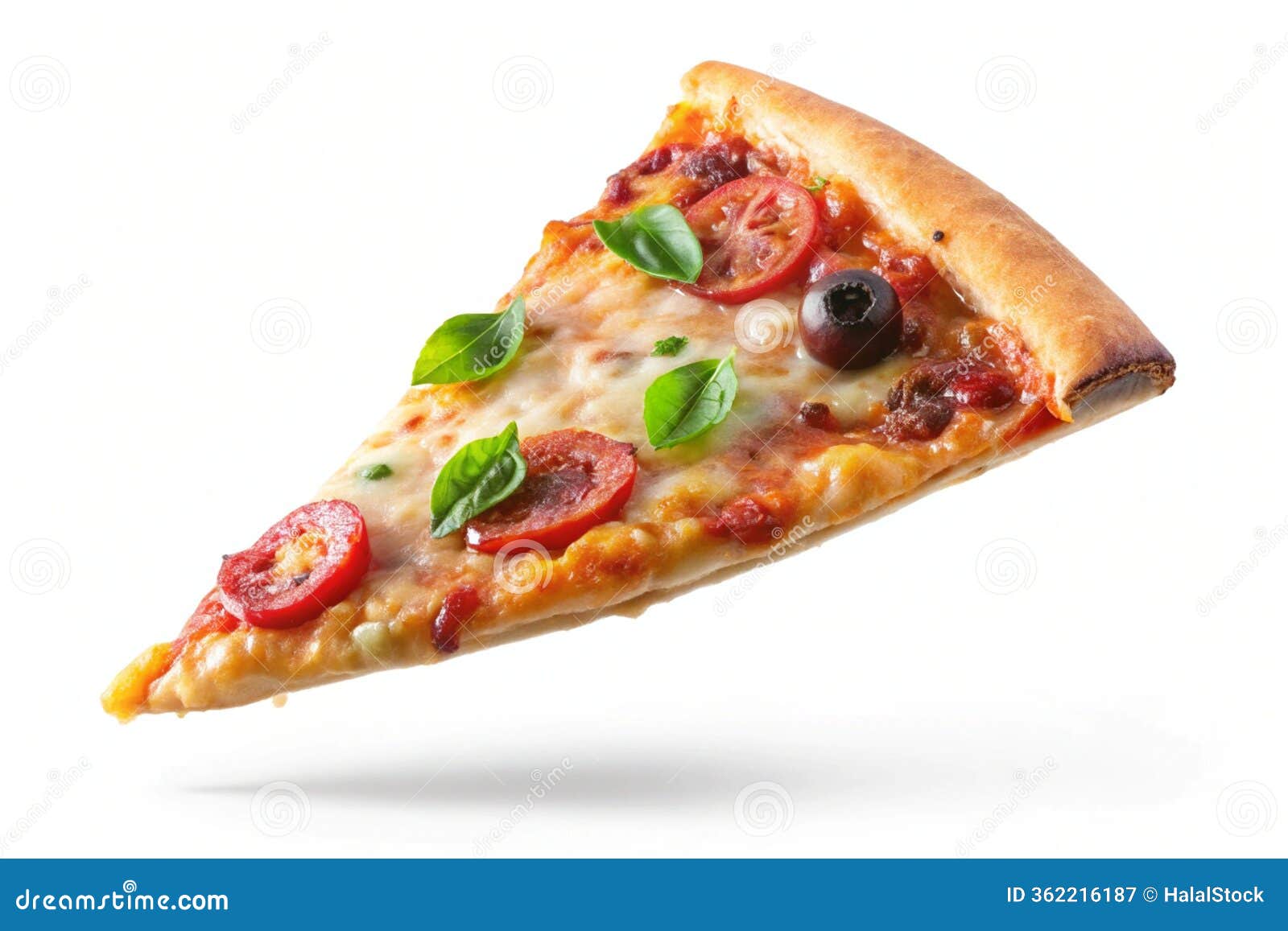 Flying Pizza Slice with Toppings Isolated on Transparent Background ...