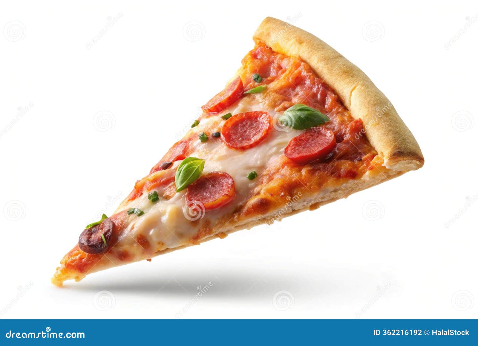 Flying Pizza Slice with Toppings Isolated on Transparent Background ...