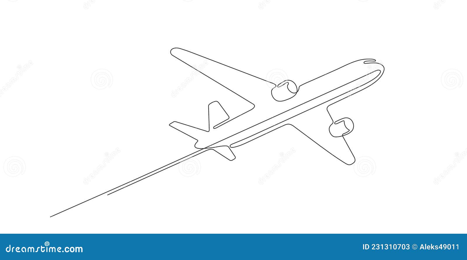 Flying Plane.Airplane Vector .Continuous Line Drawing.Air Flights ...