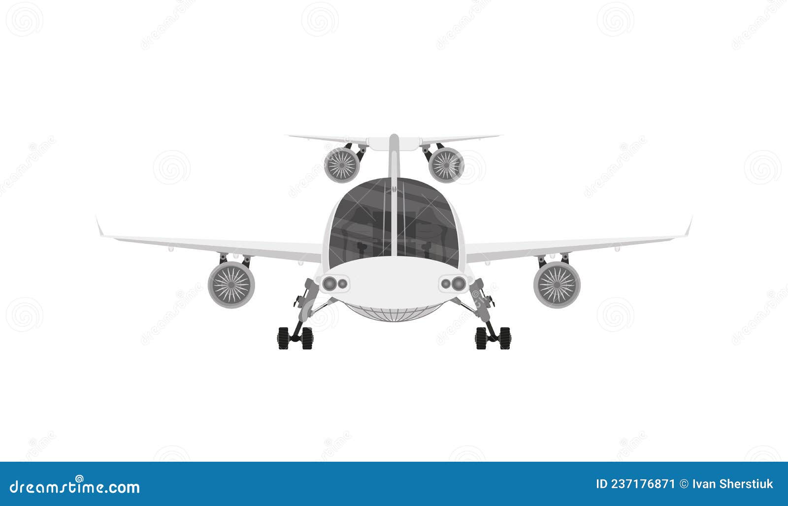 Flying a Plane Front View on a White Background Stock Vector ...