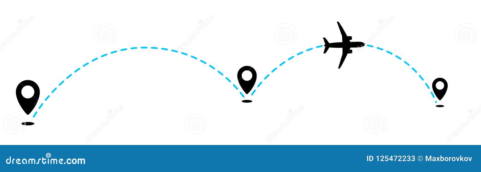 Flying Plane and Geolocation Mark for Mobile App. Stock Vector ...