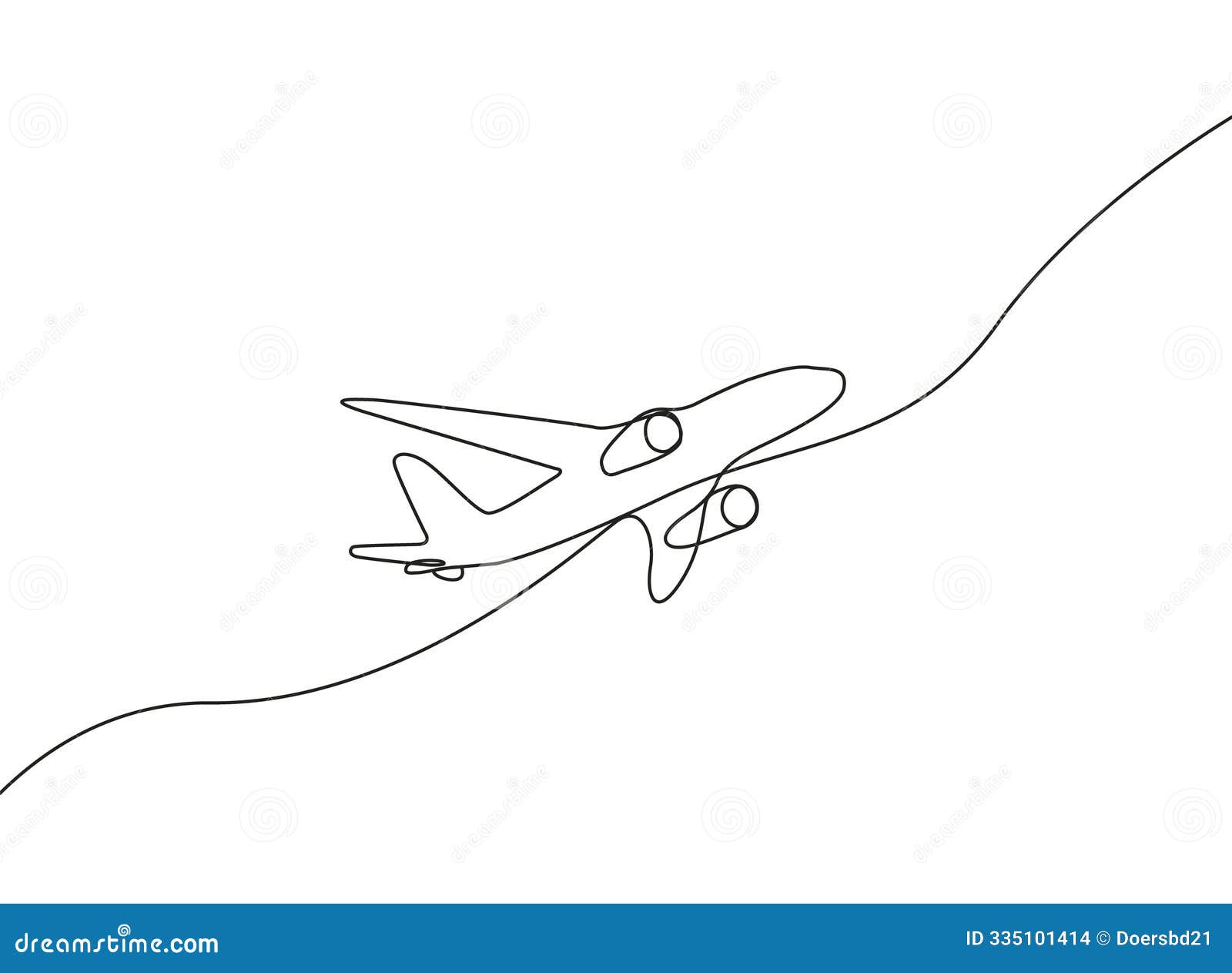 Flying Plane Line Drawing Continuous Line Art Stock Illustration ...