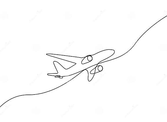 Flying Plane Line Drawing Continuous Line Art Stock Illustration ...