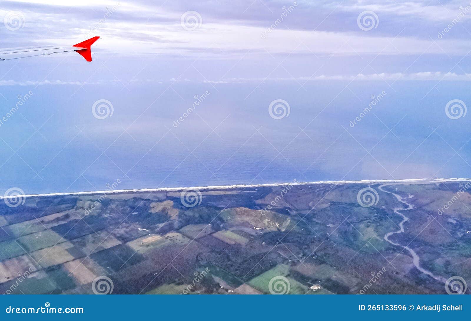 Flying in Plane Over Coast of Oaxaca Mexico Stock Photo - Image of ...