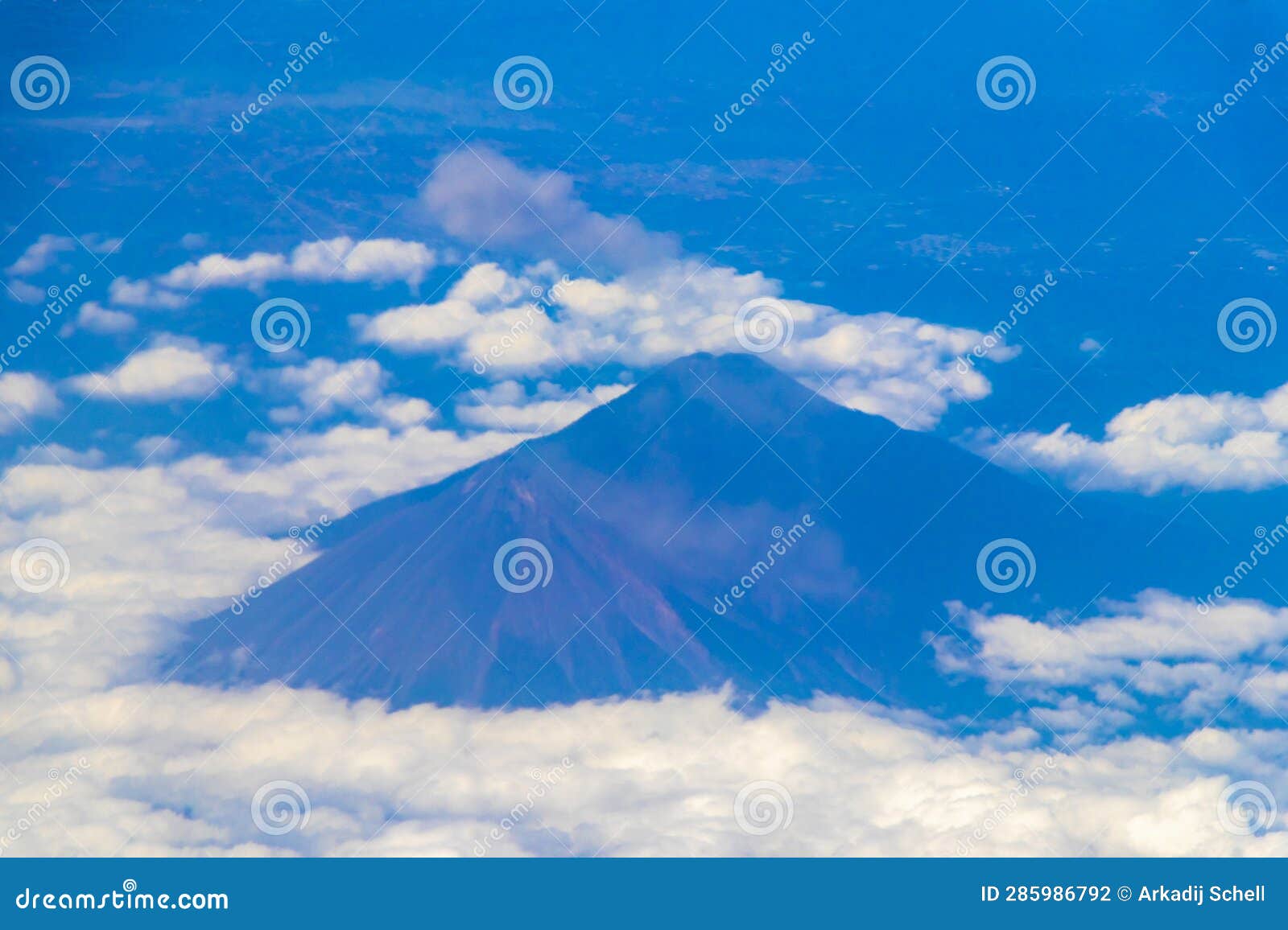 Flying by Plane Over Mexico View of Volcanoes Mountains Clouds Stock ...