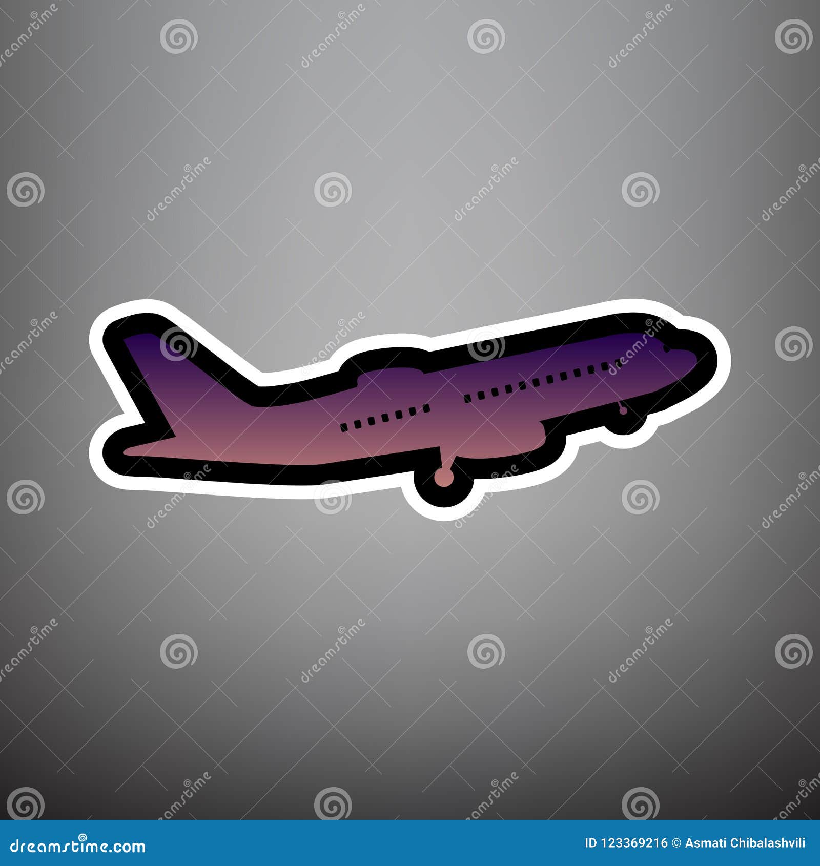 Flying Plane Sign. Side View. Vector Stock Vector - Illustration of ...