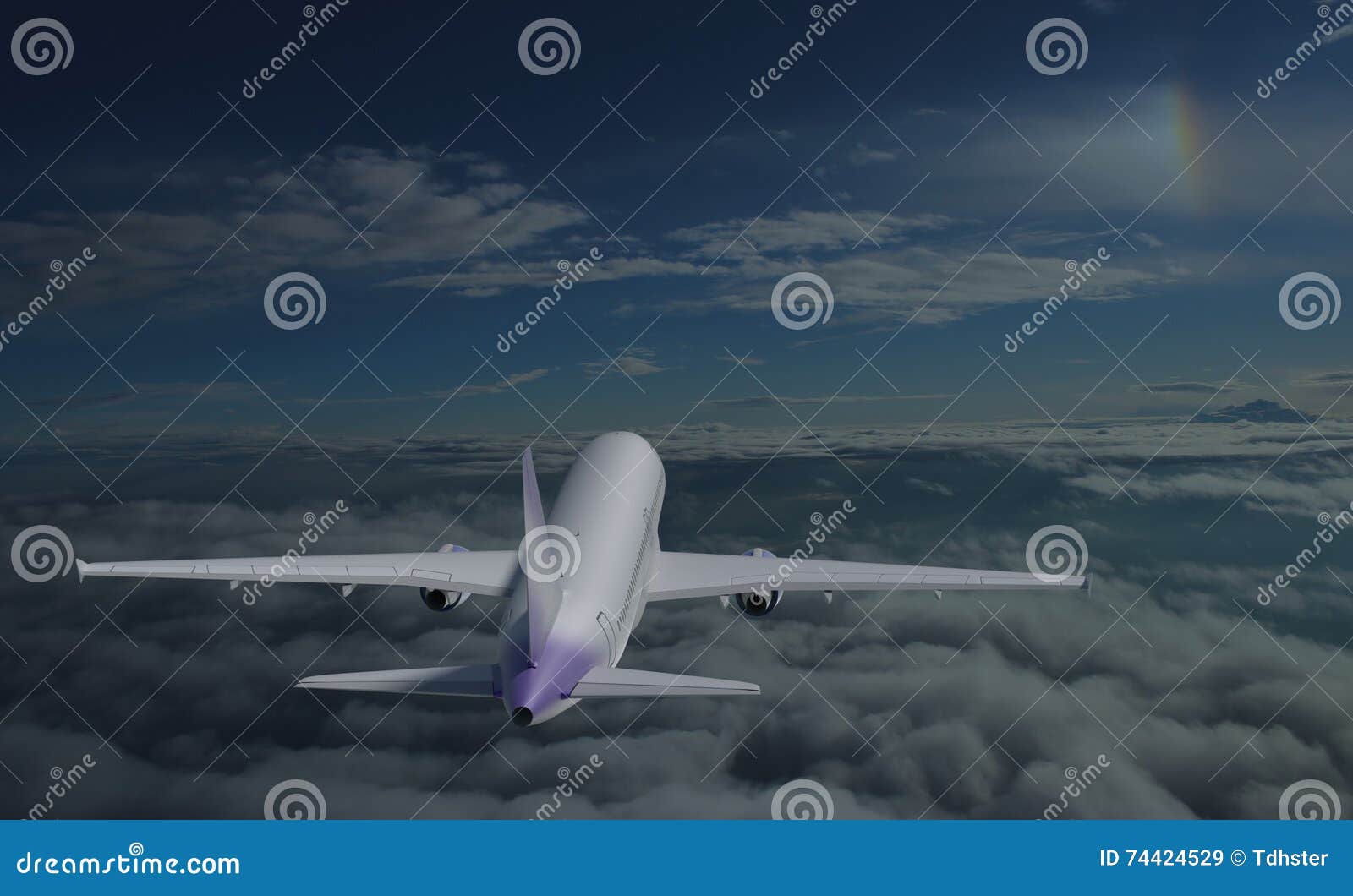 Flying Plane in the Sky 3d Illustration Stock Illustration ...
