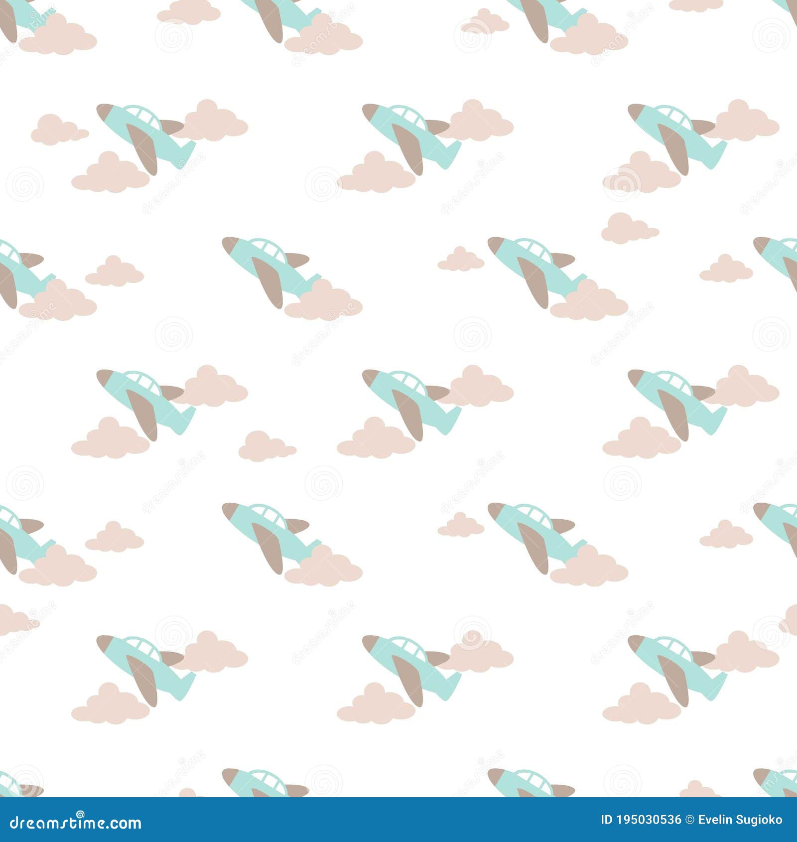 Flying Plane Vector Cartoon Pattern Stock Vector - Illustration of ...