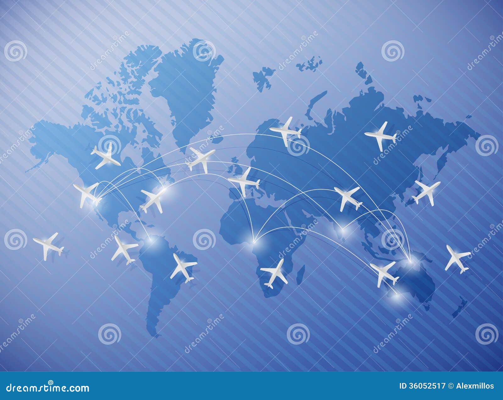 Planes Over World Map. Airlines Top View. Airplane Flying Above World ...