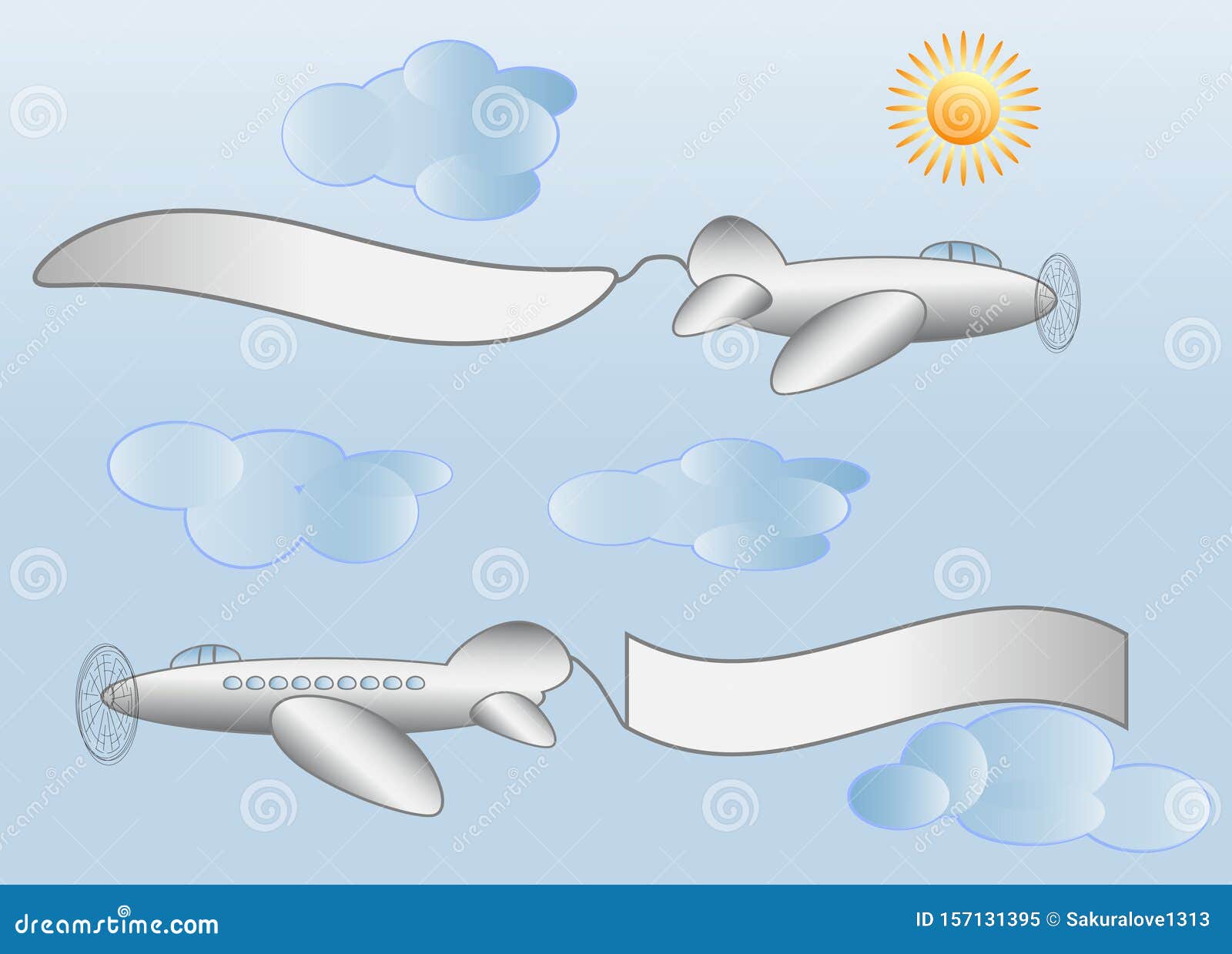 Flying Planes Set with the Banners, Template for Text Stock ...