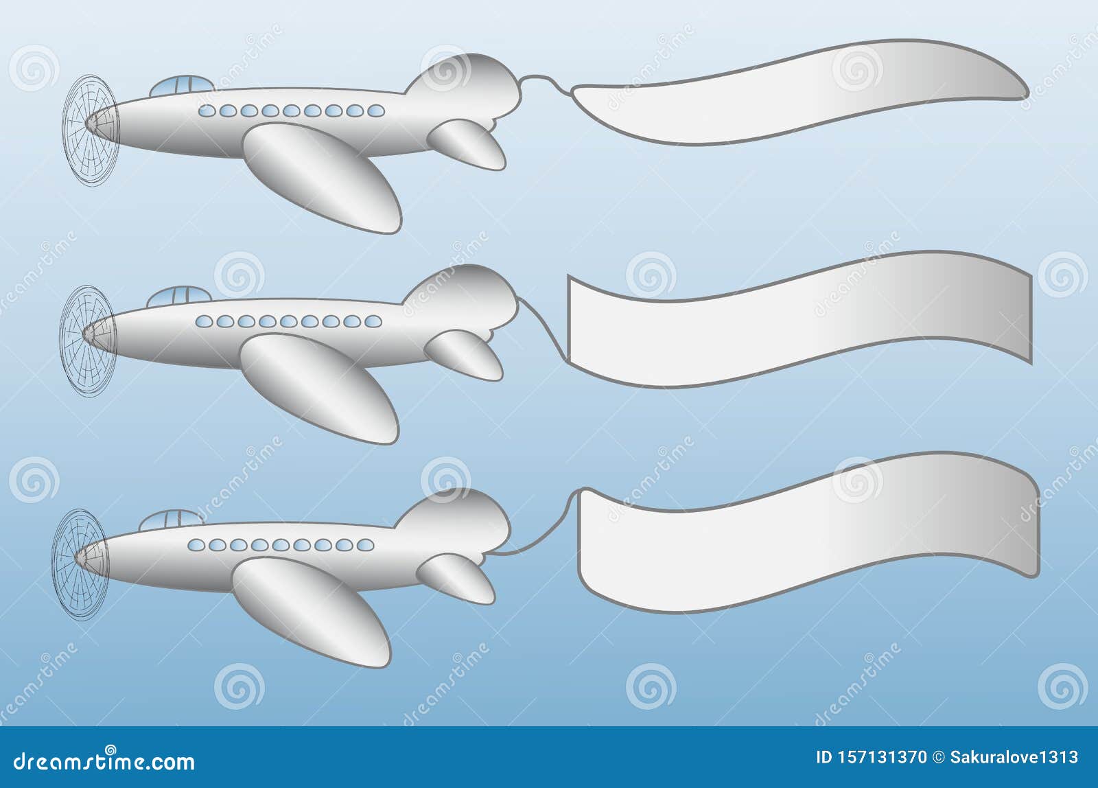 Flying Planes Set with the Banners, Template for Text Stock ...